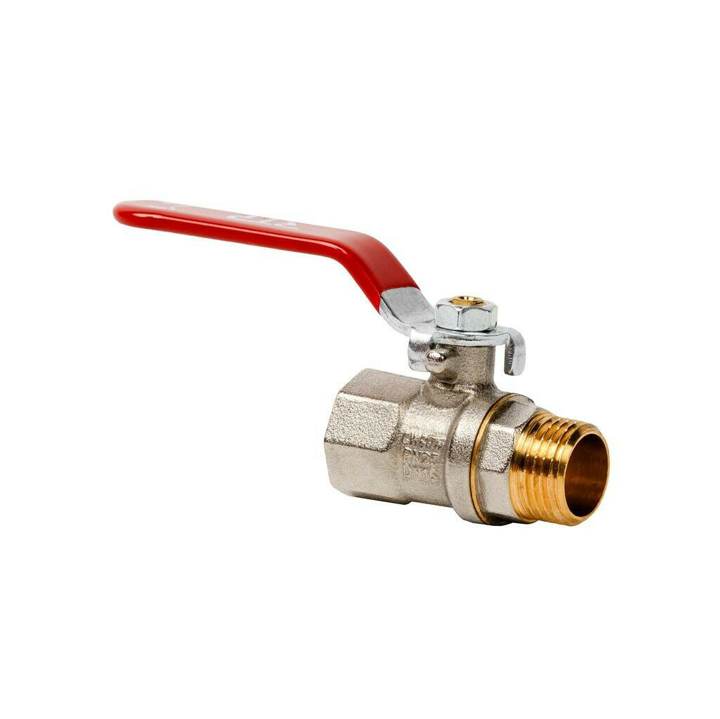 Кран шаровой ручка рычаг, латунь, внутренняя/наружная резьба 1/2", PN25 никель, RTP