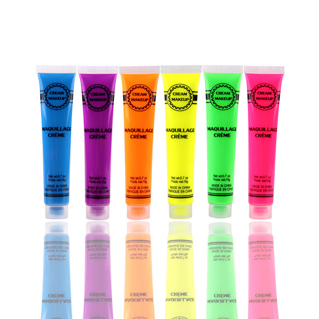 6шт УФ-Свечение Blacklight Флуоресцентная Краска Для Лица Пигментная Моющаяся Роспись Тела Реквизит Для Вечеринки Пасхальный Подарок Светится в темноте