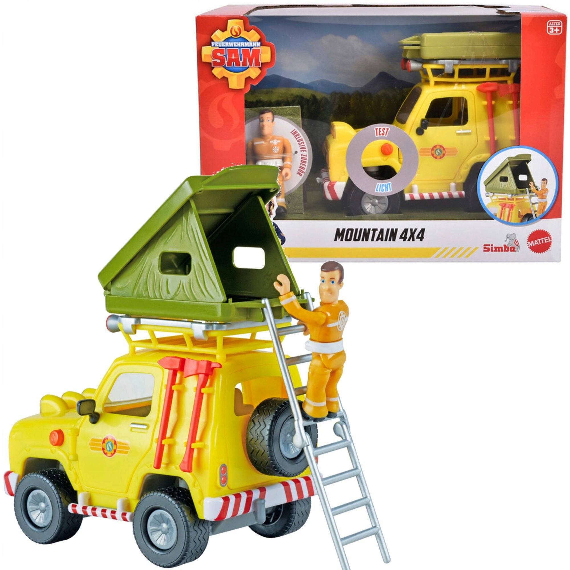 Игрушечный транспорт Simba Пожарный Сэм - Спасательный горный джип 4x4 с фигуркой и аксессуарами - 109252653038