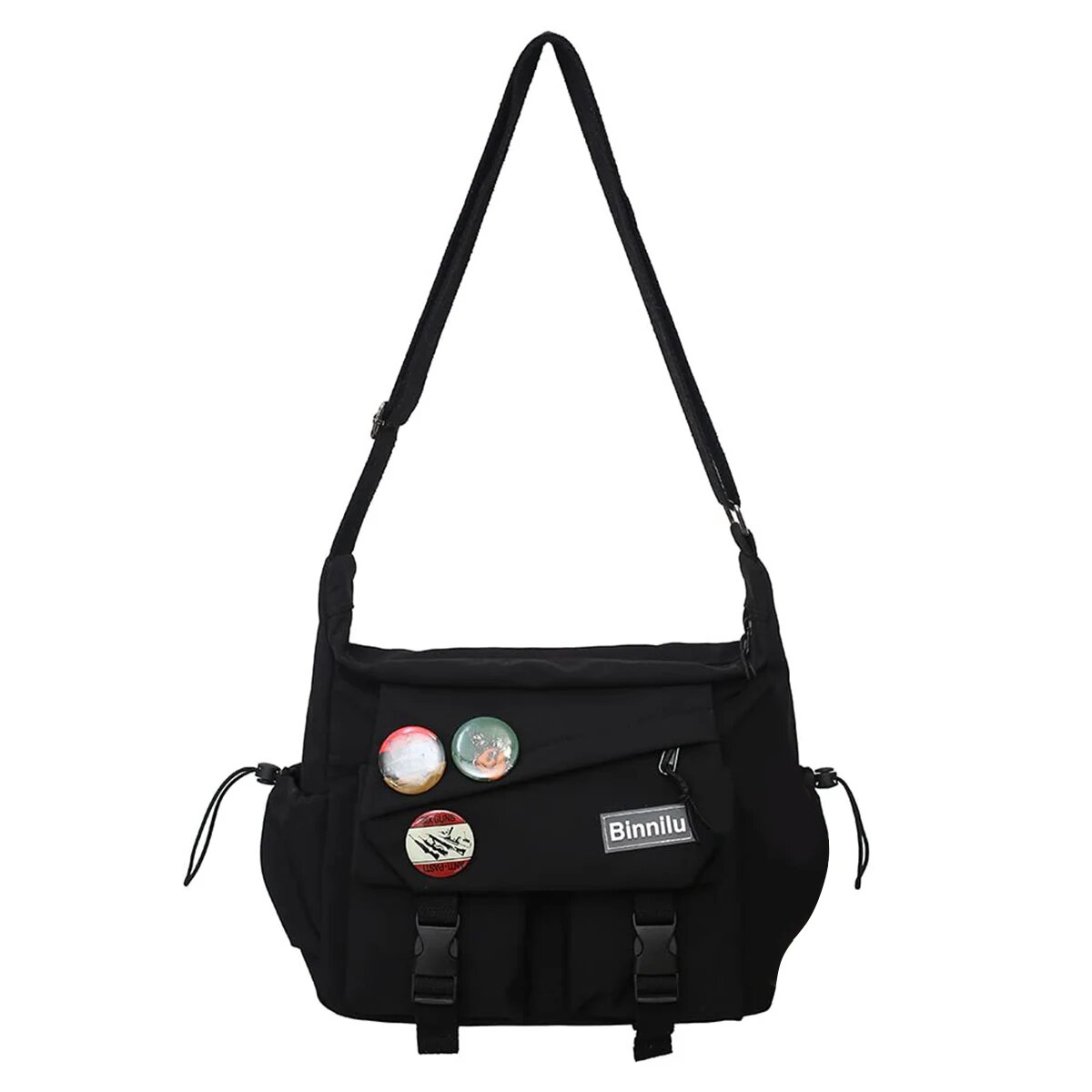 Нейлоновые мешки с поперечным телом для женщин -мессенджера Сумка для девочек школьные сумки молодежные холст сумочки на плечах мешок болзас, black, SKU00966