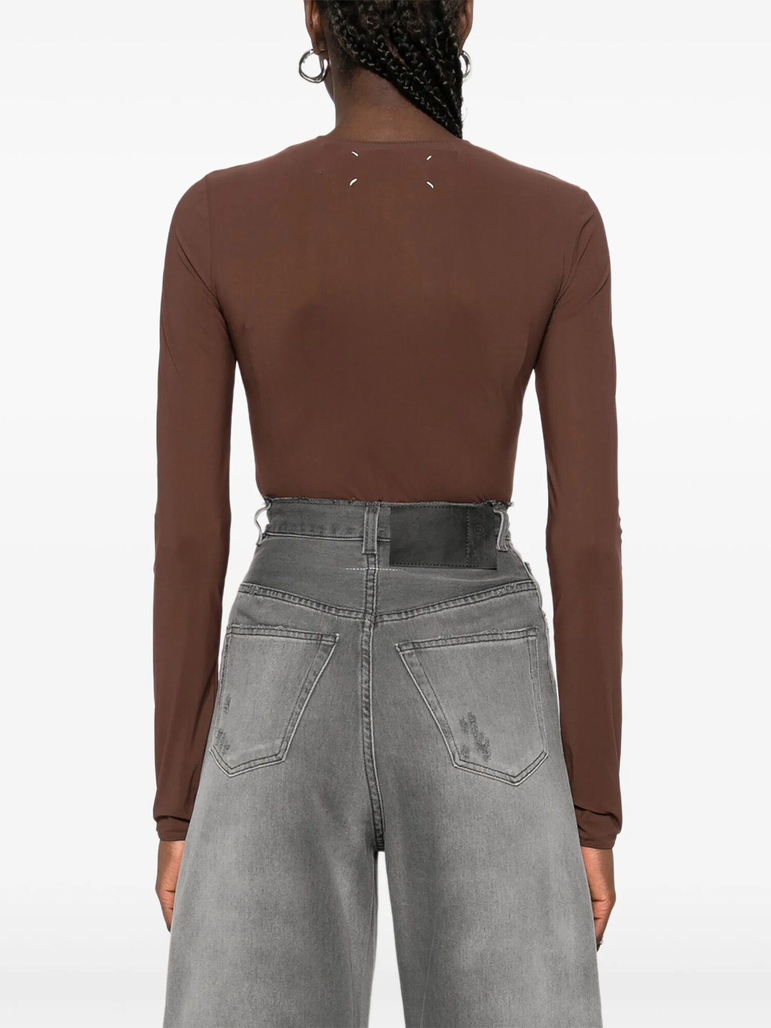 Боди бельевое Maison Margiela Long-sleeve bodysuit, размер 42, коричневый — фото 1