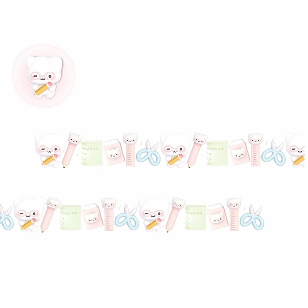 Декоративный коллаж из песочной флеш-пленки и рулона бумажной ленты Ancient panda hand account-карандашный кот