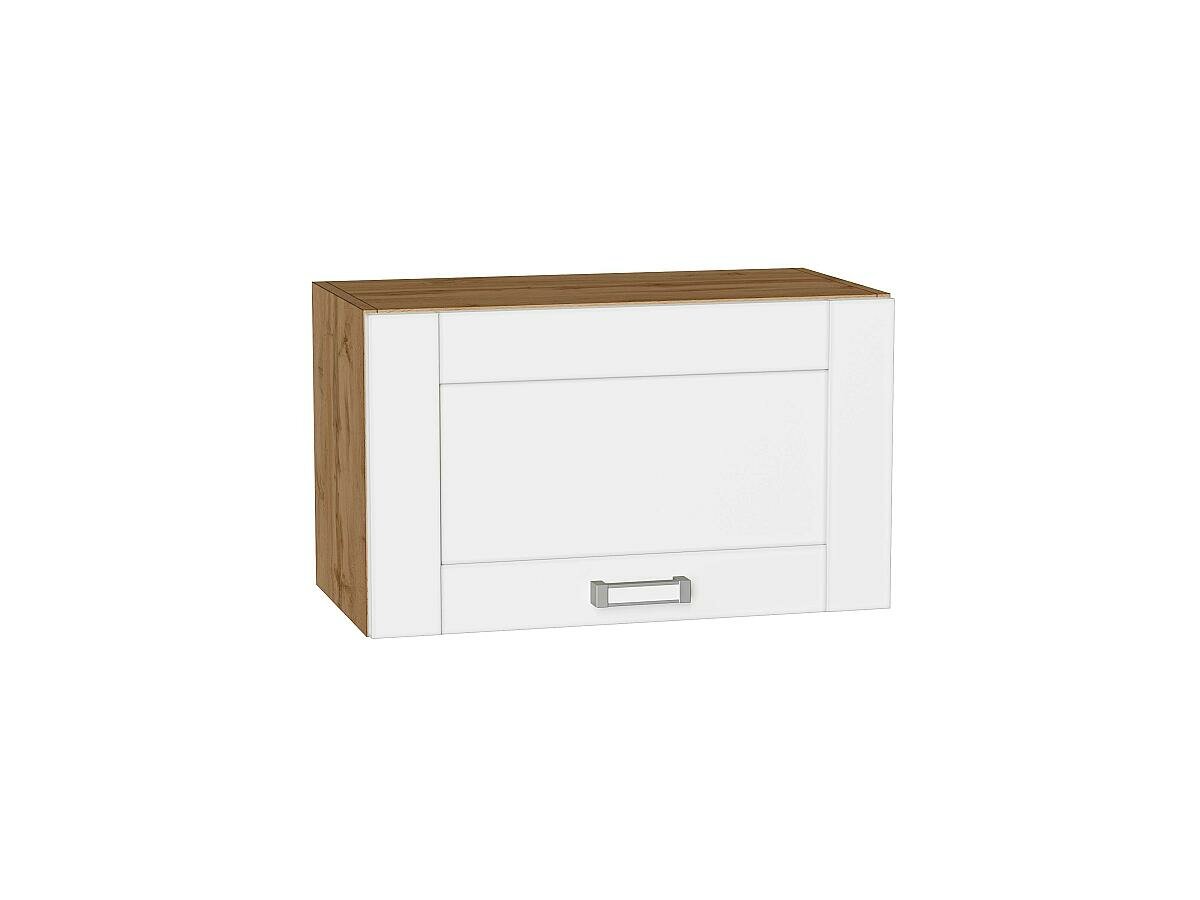 Шкаф верхний горизонтальный Лофт, цвет фасада White Silk, цвет каркаса Дуб Вотан, 358*600*320 мм