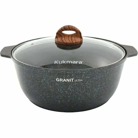 Кастрюля-жаровня Kukmara Granit ultra blue 5 л, с крышкой, антипригарная (жгг52а)