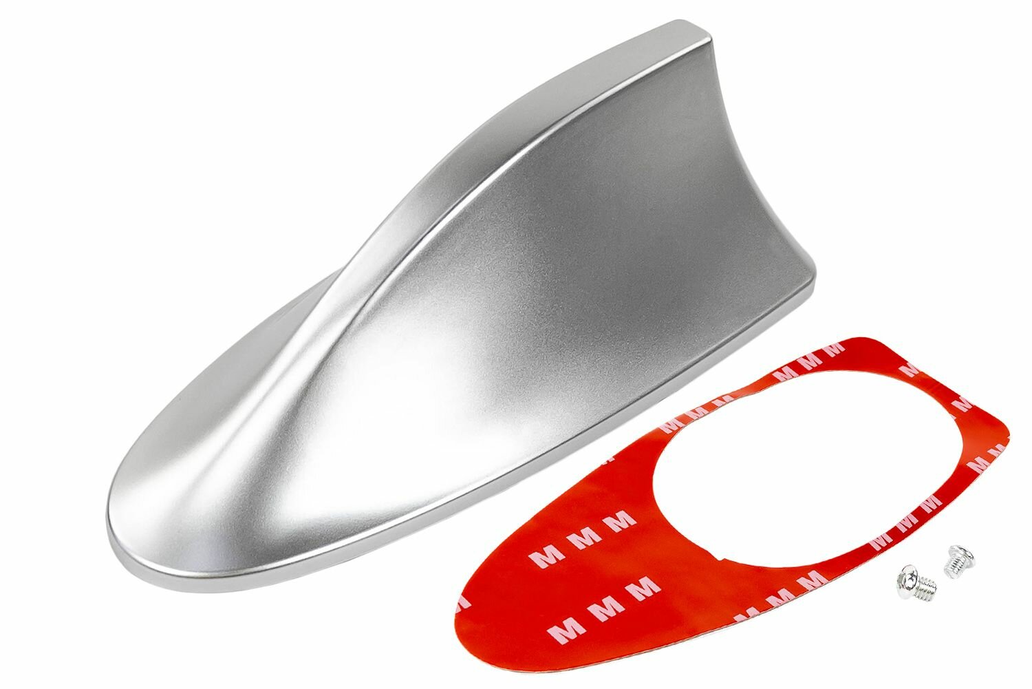 Серебристая антенна-плавник на крышу автомобиля