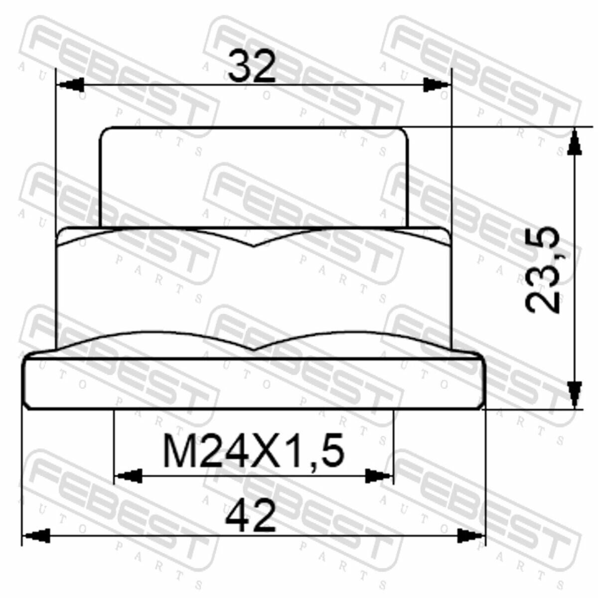 Гайка Ступичная 32X23.5(Febest 0298-Nhub01)