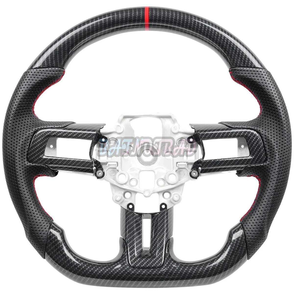 Рулевое колесо из углеродного волокна с гидропринтом для Ford Mustang GT Shelby GT350R 15-17, перфорированное кожаное гоночное колесо с накладкой