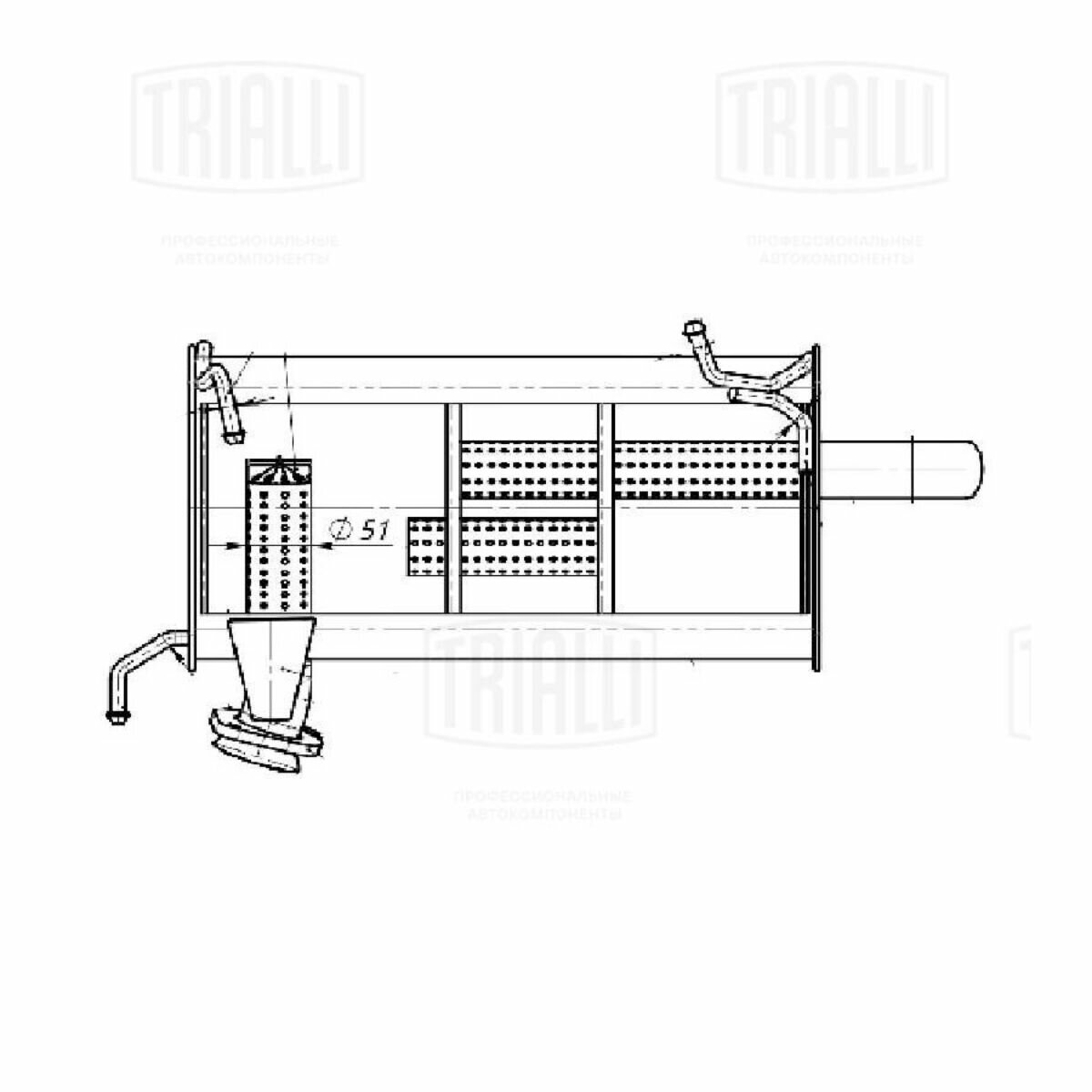 Глушитель Для Ам Mitsubishi Outlander Xl (06-) 2.0I2.4I Осн. (Алюм. Сталь)(Trialli Emm0354)