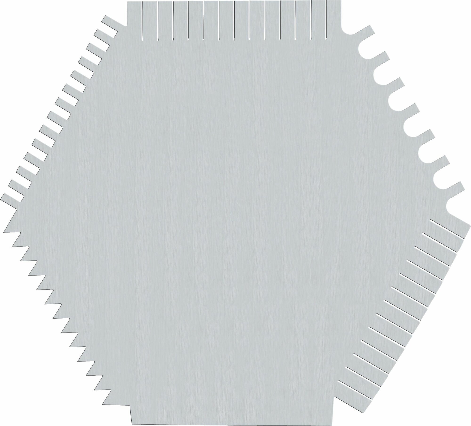 Шпатель - гребенка для декоративной штукатурки, шестигранный, 110x122x2 мм