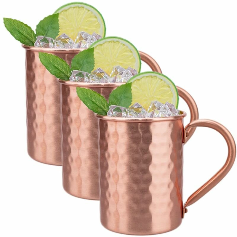 Кружки из 100% чистой меди в стиле Moscow Mule, s lid, объем 400 мл, для коктейлей, пива, молока