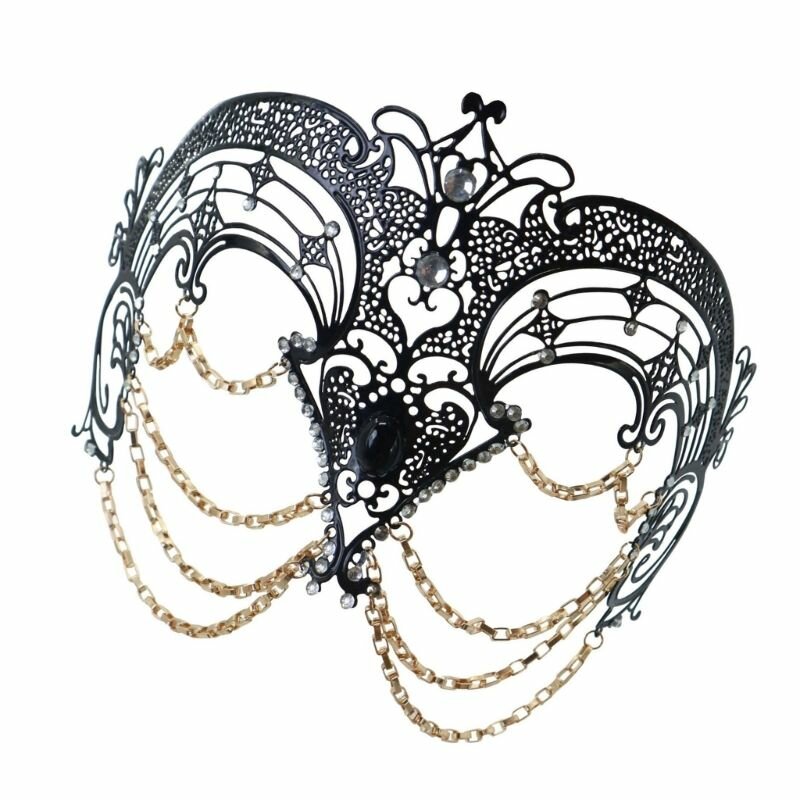 Сексуальная металлическая Венецианская Маска С Кисточкой Из Кованого Железа-Цепочка Черного Золота