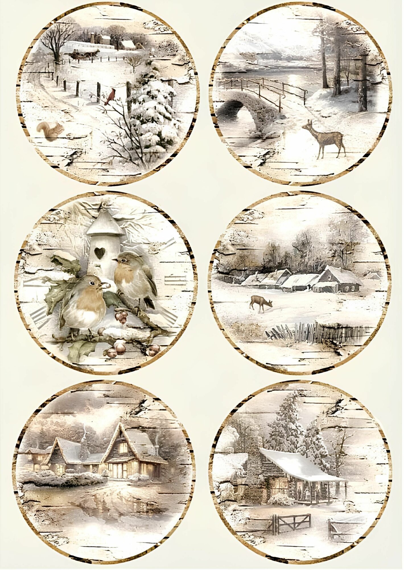 Декупажная карта AT Deco About Time, A4, бежевый/коричневый, 21 см х 29,7 см