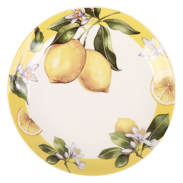 Тарелка TODELIA "Лимоны" 21,5 см, десертная, костяной фарфор