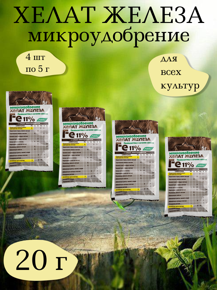 Микроудобрение Хелат железа, Буйские удобрения, 5 грамм, 4 шт.