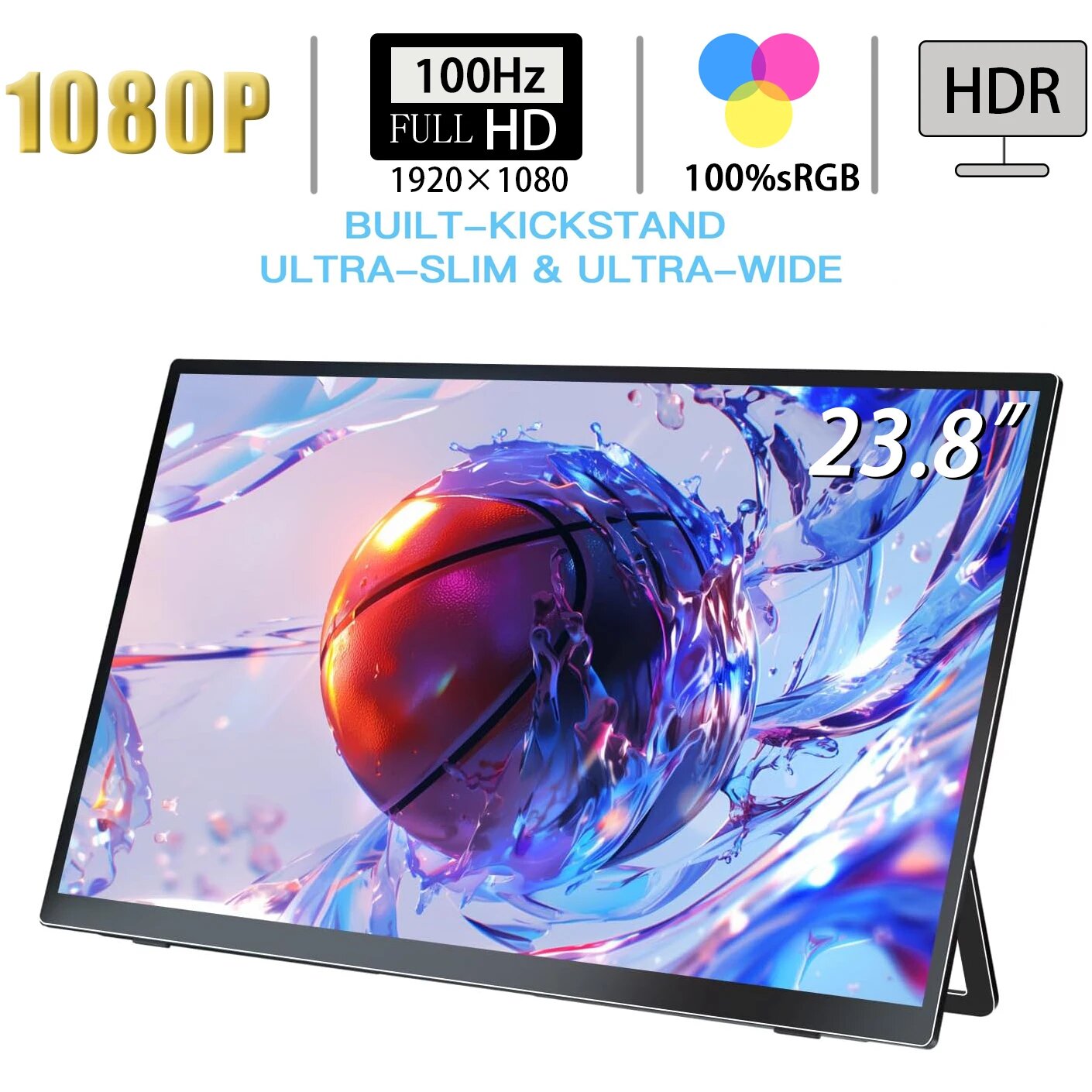 QQU 23,8-дюймовый ЖК-монитор 100Гц Европейская вилка (EU Plug)