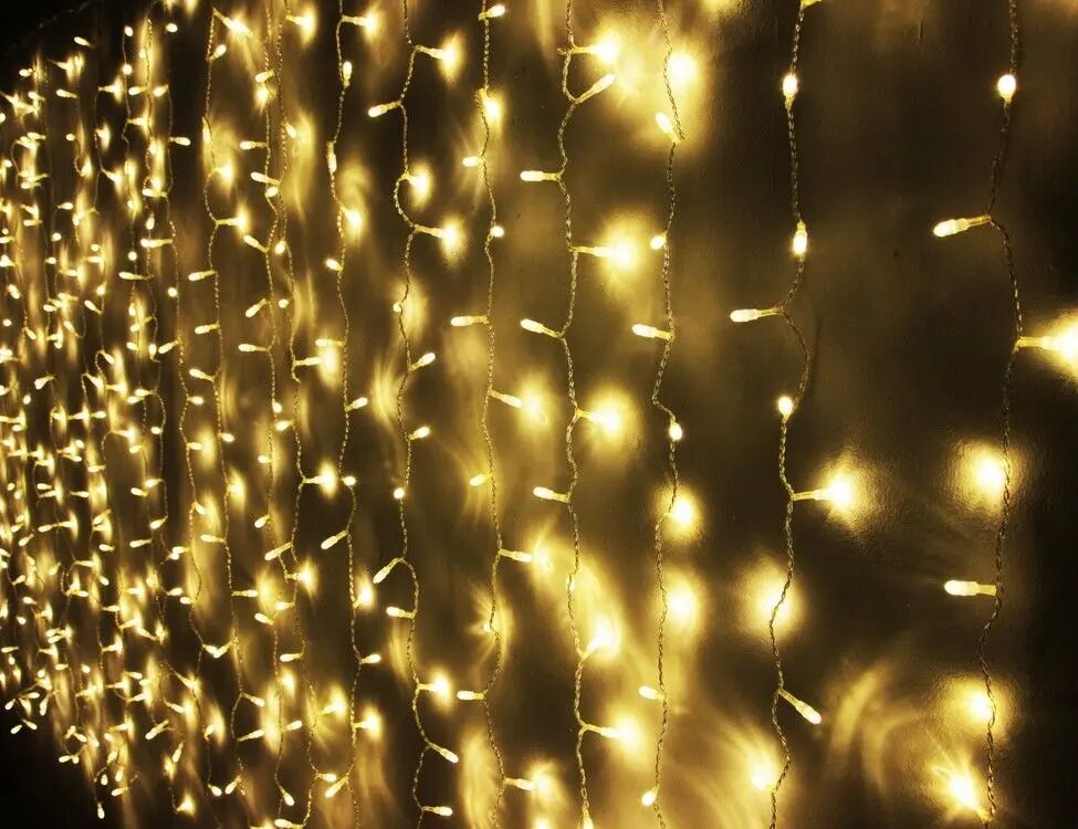 Светодиодный дождь 2.4*1.5 м, 500 теплых белых LED ламп, прозрачный ПВХ, соединяемый, IP44, SNOWHOUSE