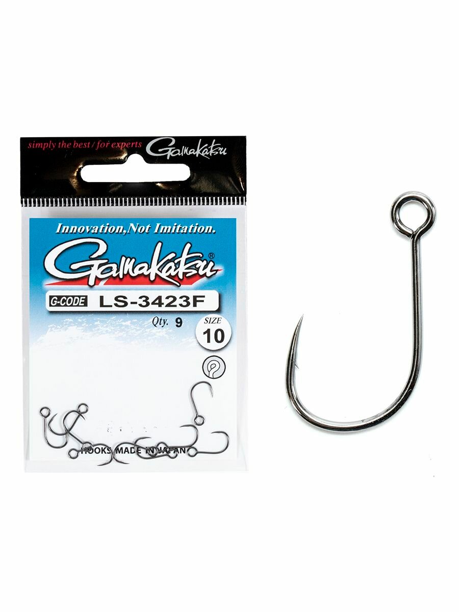 Крючки Gamakatsu LS-3423F NEW LABEL HOOKS BLACK размер 10 (упк.9шт.)
