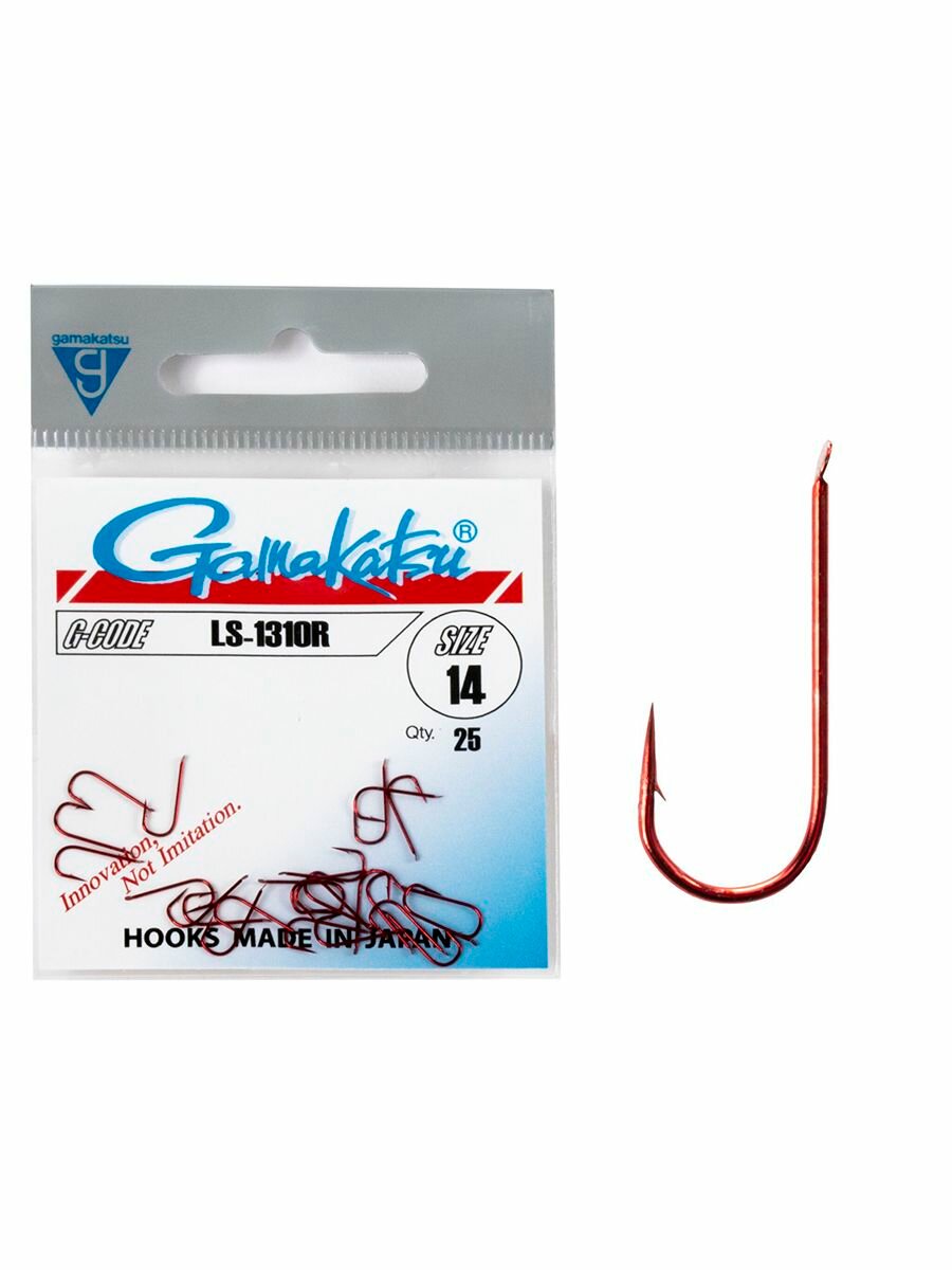 Крючки Gamakatsu LS-1310R HOOKS RED размер 14 (упк.25шт.)