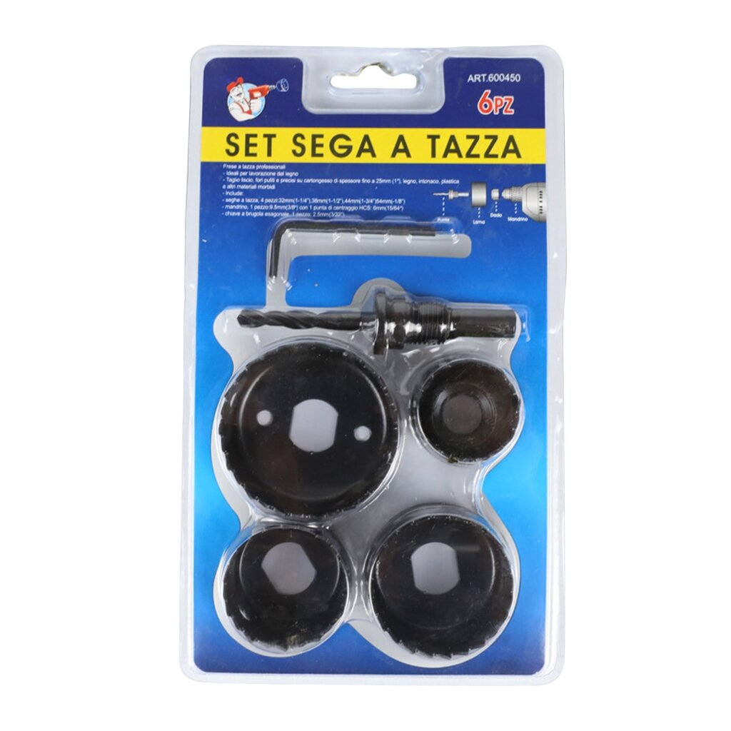 6 шт./набор DIY WookH01e набор пил и сверл 32 мм 38 мм 44 мм 54 мм M42 биметаллические для ПВХ / дерева / гипсокартона