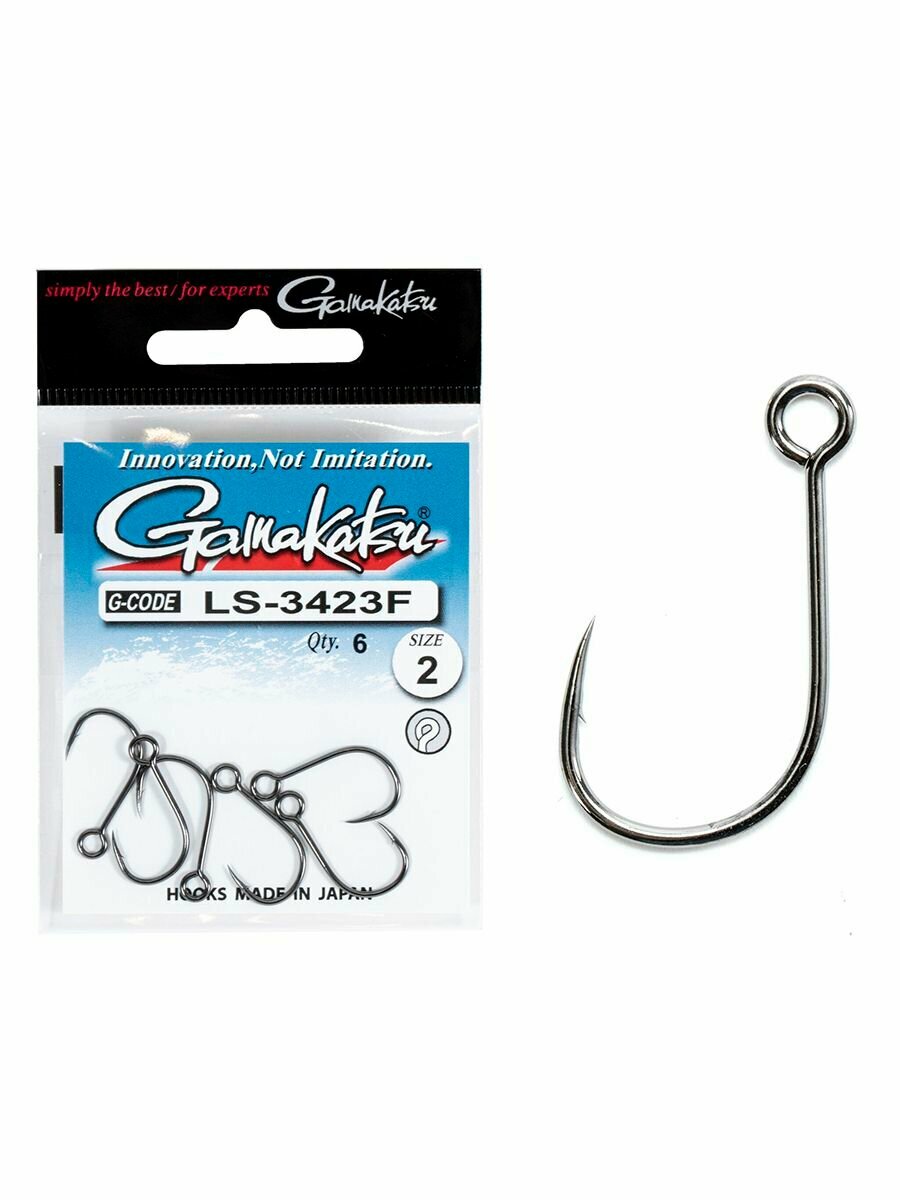 Крючки Gamakatsu LS-3423F NEW LABEL HOOKS BLACK размер 02 (упк.6шт.)
