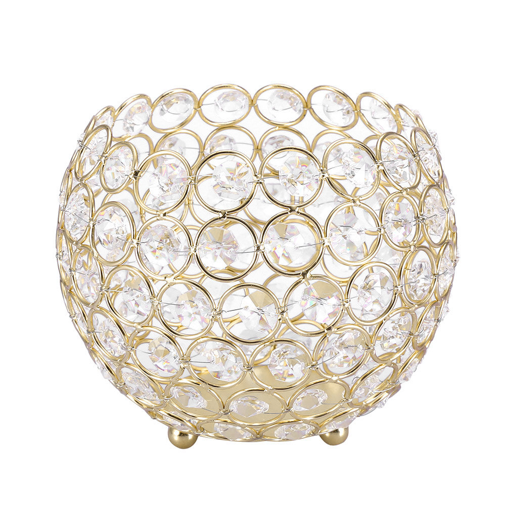 Хрустальные подсвечники для чая, свадебный декор, центральные элементы стола (золотой диаметр 15 см)