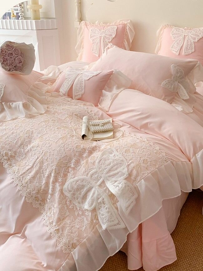 Французская принцесса в стиле хлопковая кровать из четырех частей---Феи бабочка порошка---2.0 м постельное белье 220x240 см