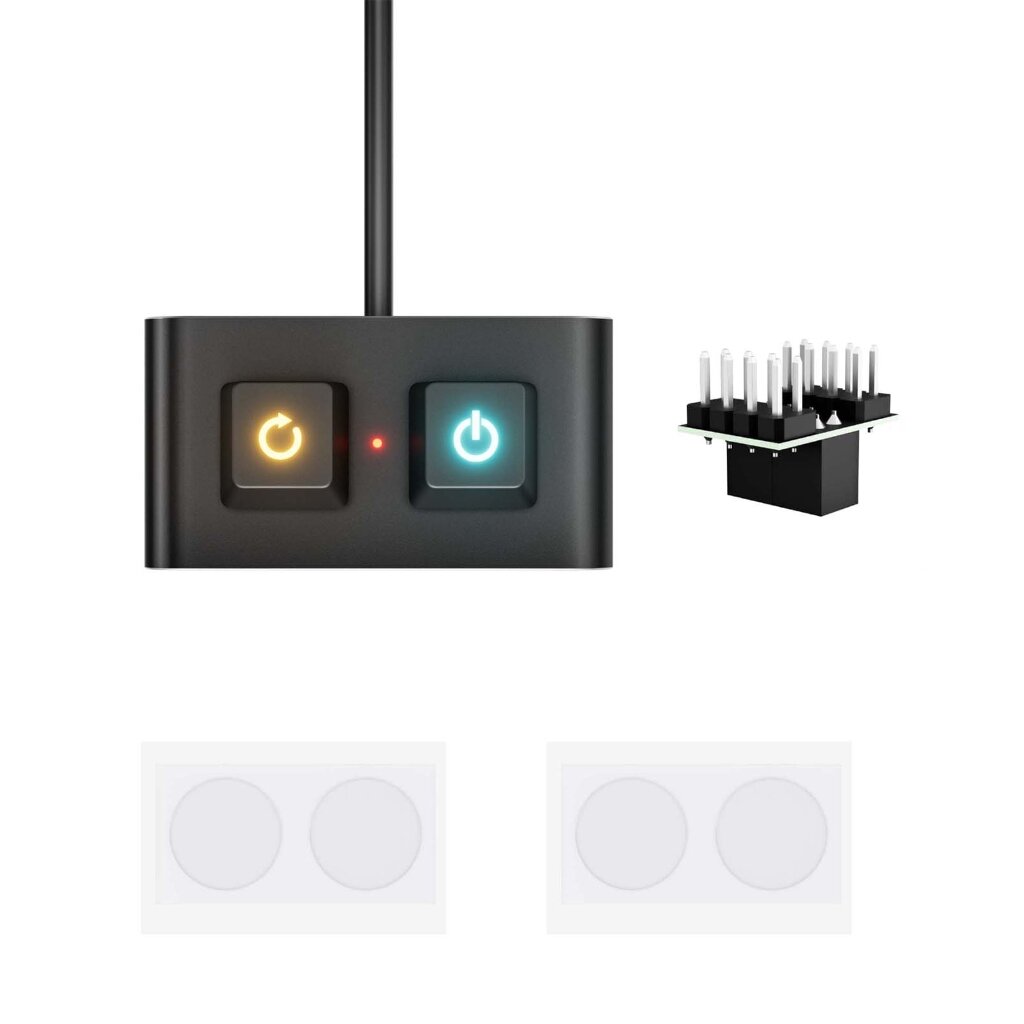 Алюминиевые внешние переключатели для компьютера с двумя кнопками и LED-индикаторами для кастомизации корпуса настольного ПК