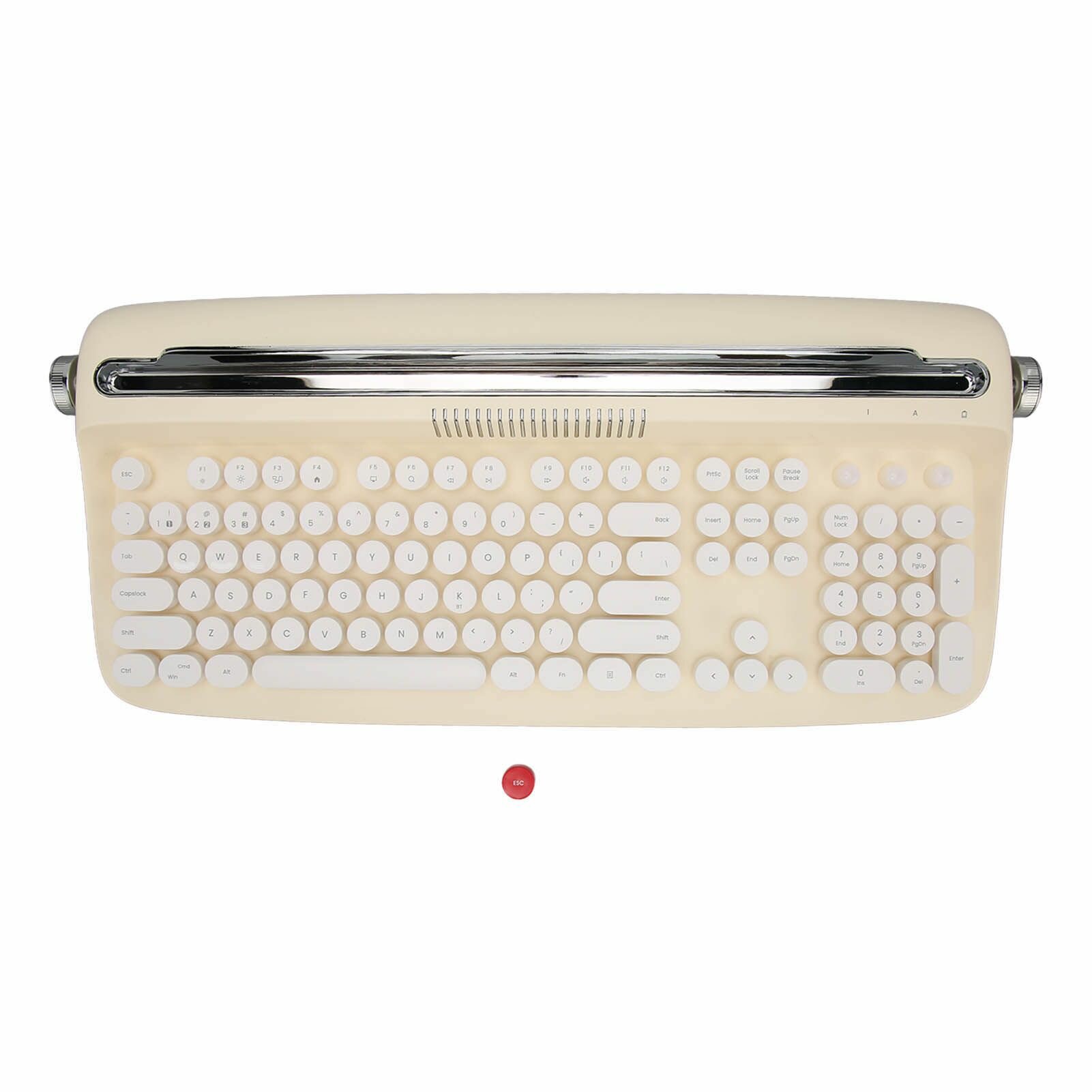 Беспроводная 104-клавишная пишущая машинка в стиле ретро, клавиатура BT5.0, встроенная подставка, клавиатура для планшета, смартфона, ноутбука, желтая