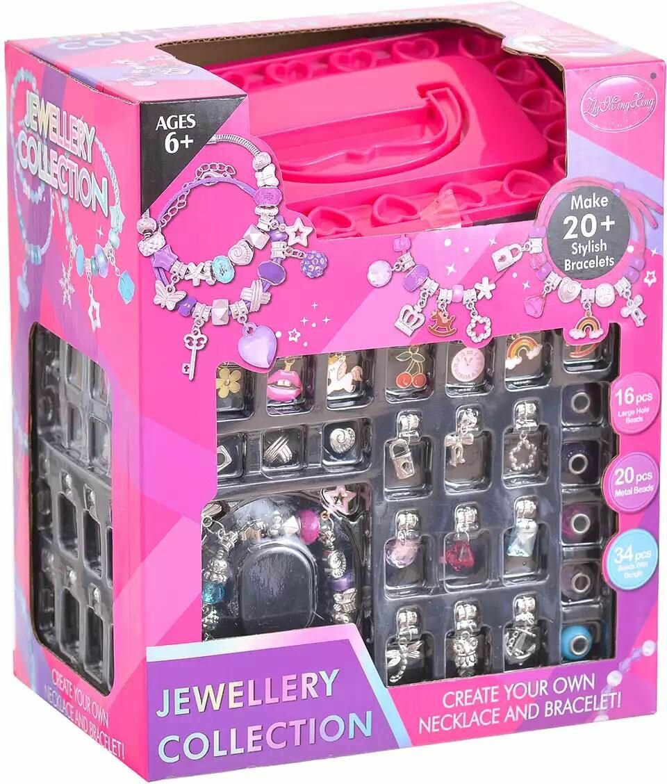 Набор для создания украшений КНР разноцветные бусины, серебристые шармы, подвески