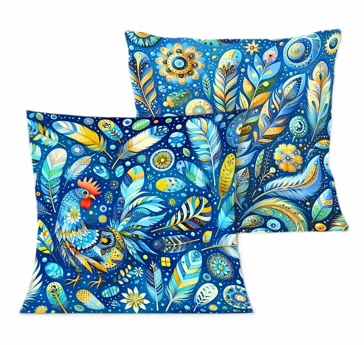 Чехол для подушки Золотой петушок 45х45 велюр рисунок с двух сторон