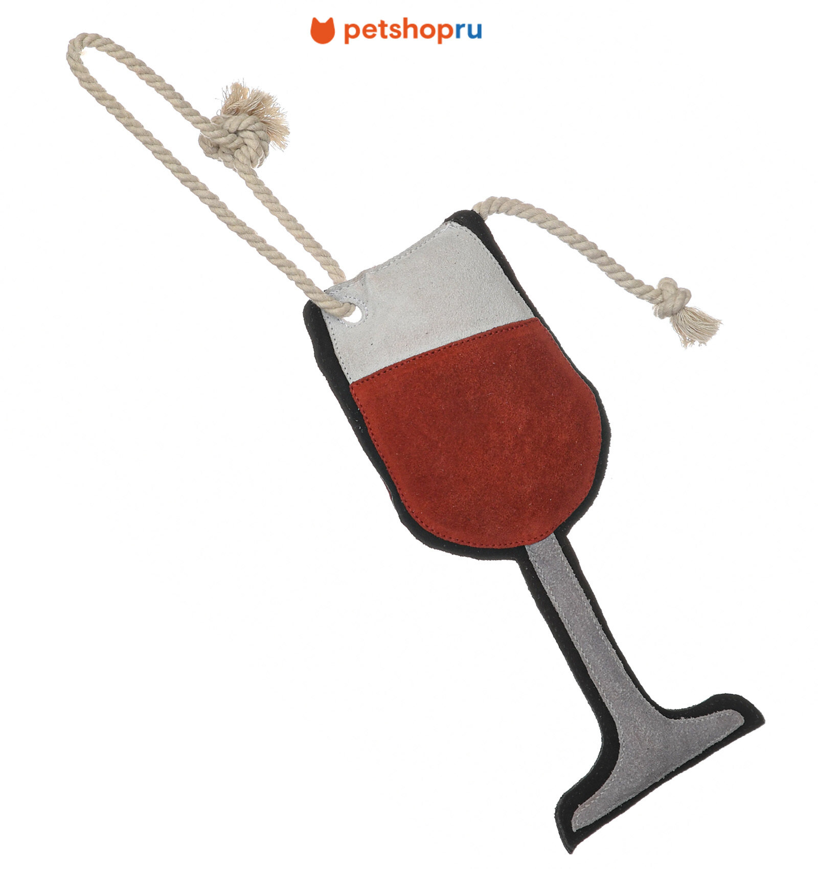 BOW WOW Игрушка для собак и кошек мягкая "Винный Бокал", натуральная замша, для апорта, 1 шт