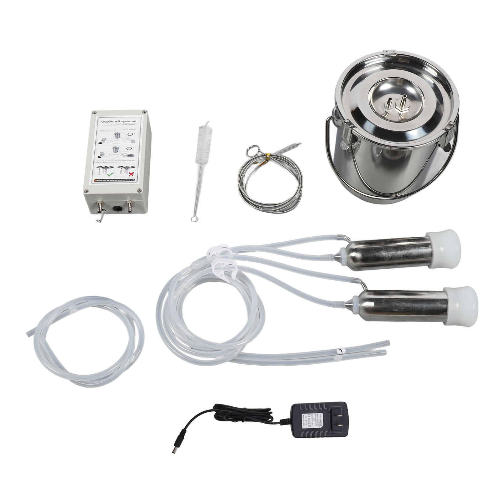 3-литровый вакуумный доильный аппарат для коз с пульсацией, автоматический портативный доильный аппарат для коров, электрический доильный аппарат с 2 доильными стаканами, вилка для США