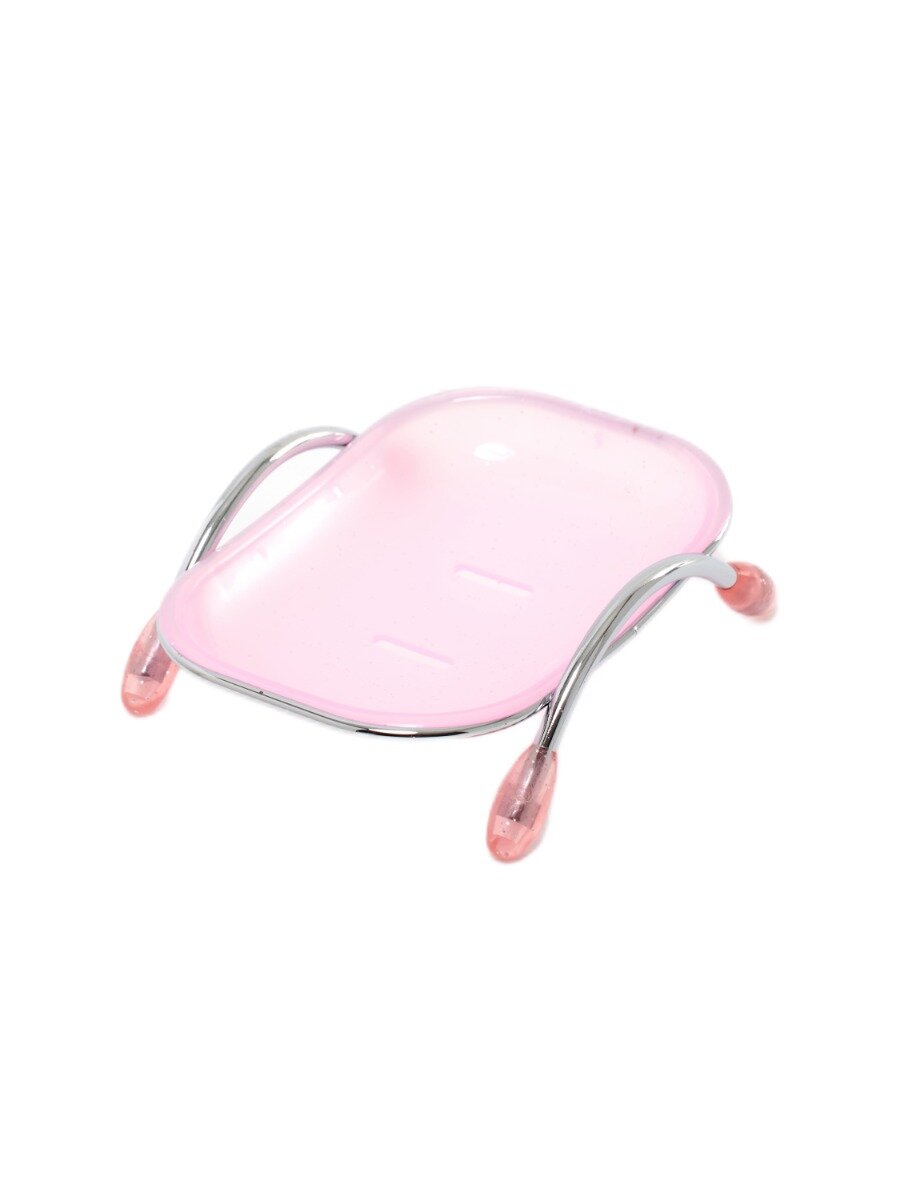 Мыльница для ванны, со сливом для кухни под губки розовая