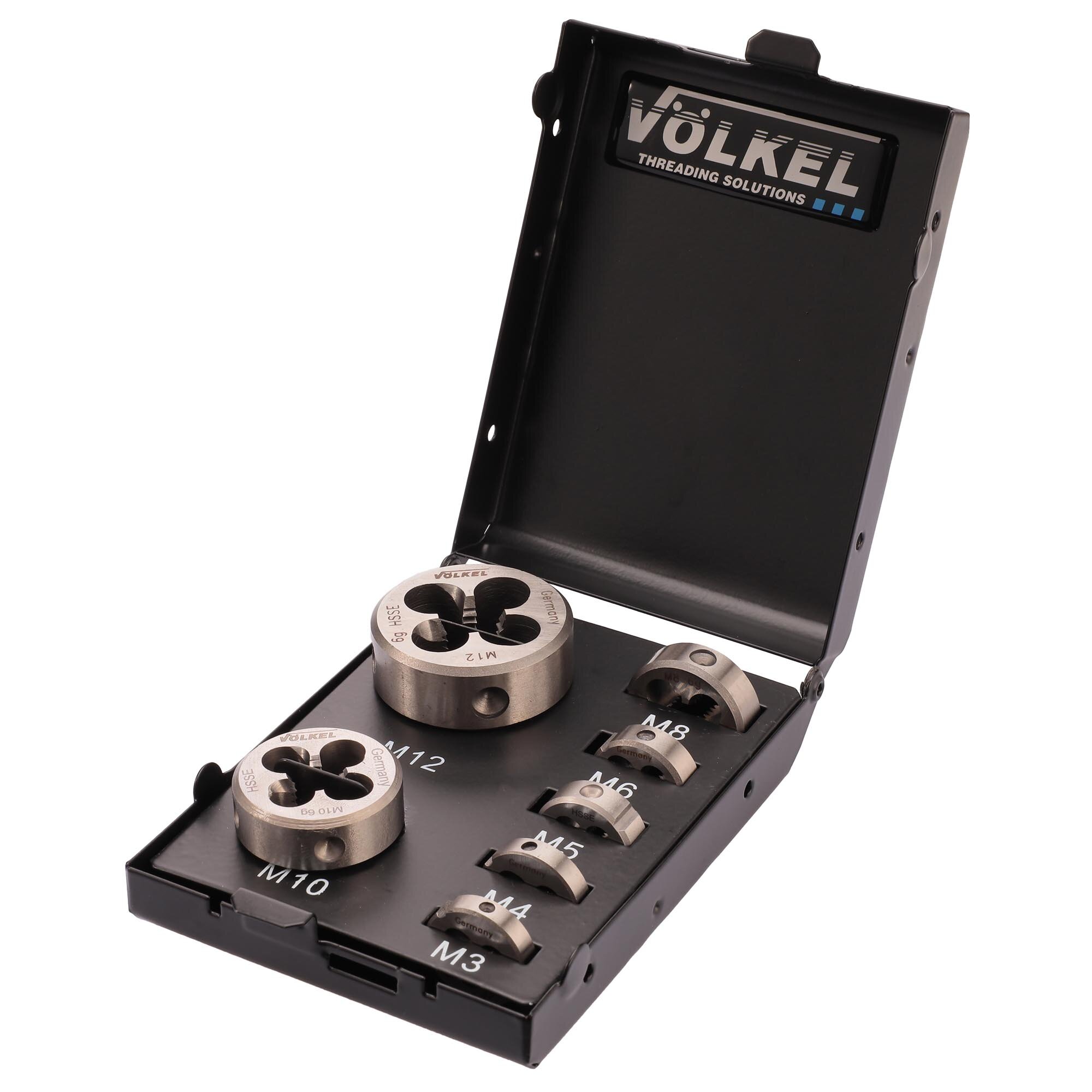 Набор плашек Volkel М3-М12 DINEN22568 HSSE 20/25/30/38мм 7пр 49522