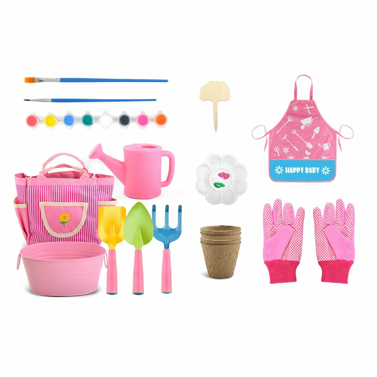Садовый инвентарь, Набор розовых инструментов для садоводства - 03, 19 предметов, 1 комплект