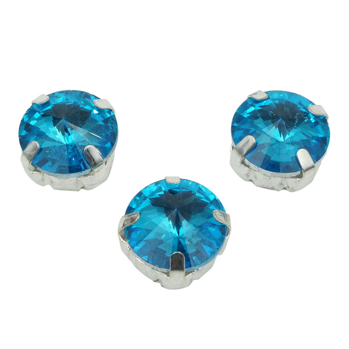 Стразы в цапах хрустальные круглые 12 мм, 3 шт, Astra&Craft (голубой)