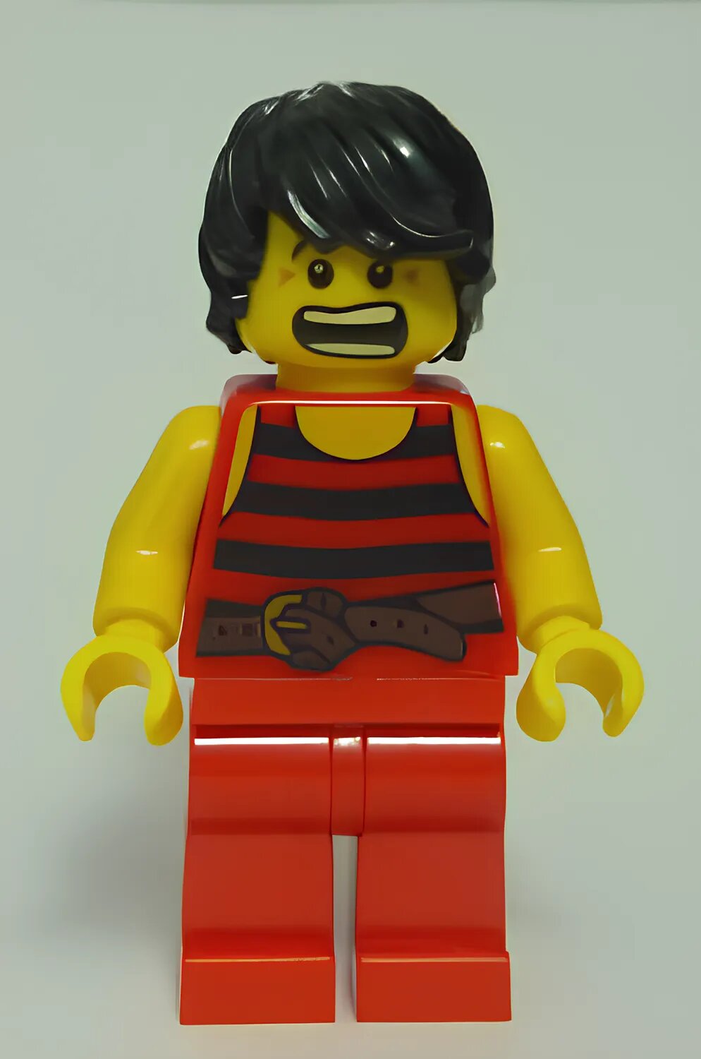 Минифигурка Lego Pirate 7 - Black and Red Stripes, Red Legs, Scared, Brown Crow's Feet pi168a U