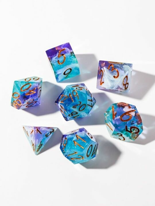 Дайсы для днд ручной работы "Астральное море", розовые игральные кубики, набор дайсов, кости для ДнД, DnD, НРИ, 7шТ