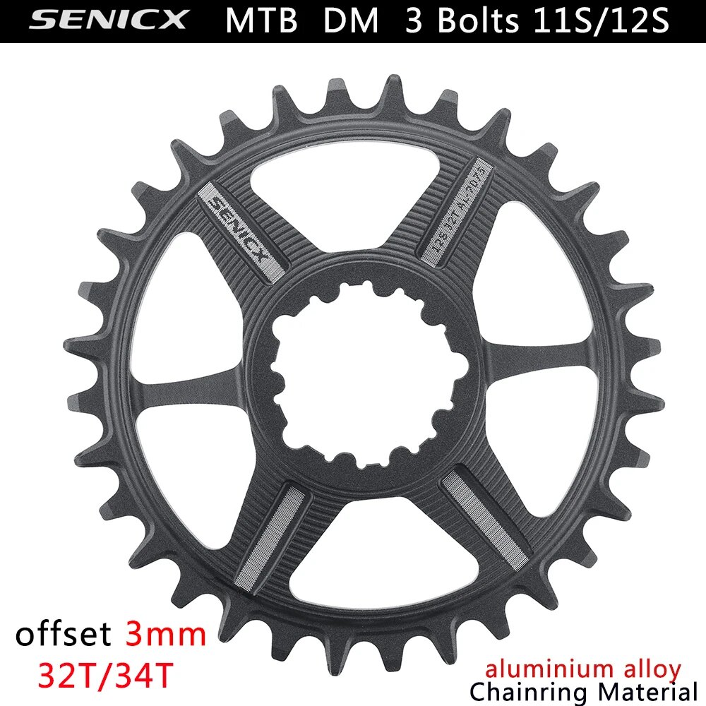 SENICX Звездочка MTB 32/34T 11/12s, Offset 3mm