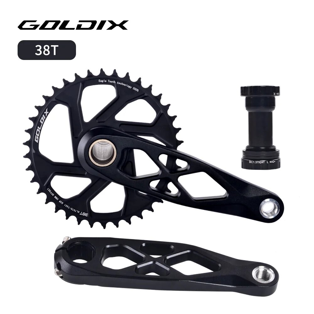 GOLDIX Шатуны для горных велосипедов M88 алюминиевые 165/170/175 мм 175mm, Crank 38T BB