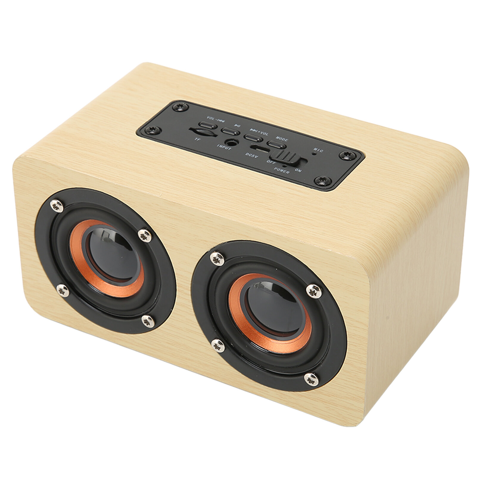Ретро Bluetooth колонка с микрофоном, поддержка карты памяти, USB, AUX, MP3, желтое дерево