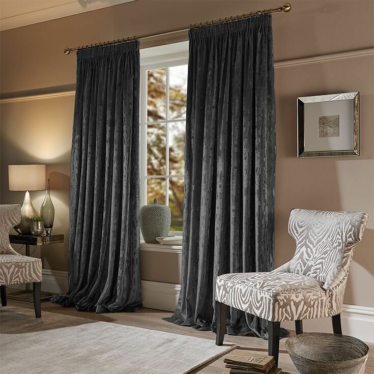 Бархатные шторы на ленте БАР-ОН-550-150-260 черный высота 260 см