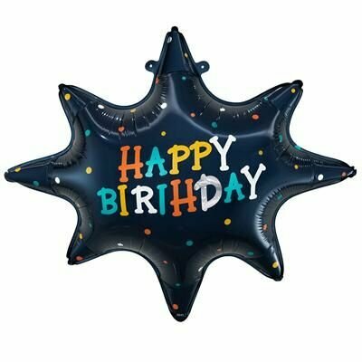 Воздушный шар фольгированный весёлая затея Клякса Happy Birthday, черный, 69,5 см