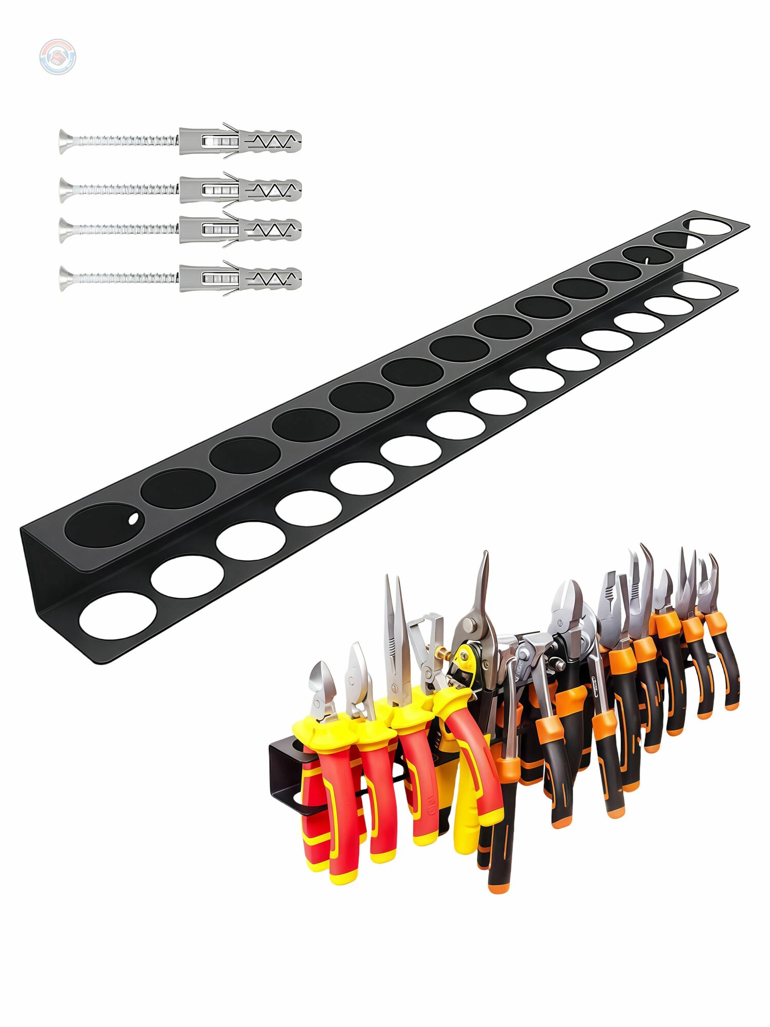 Настенный держатель для инструментов, компактный органайзер для плоскогубцев и отверток, стальной гаражный хранитель с порошковым покрытием