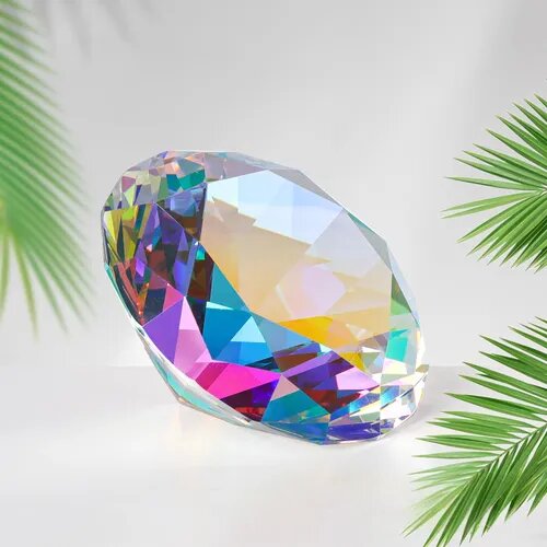 Цветной светлый алмазный кристалл диаметром 8 см/Украшение интерьера/подарок для друзей