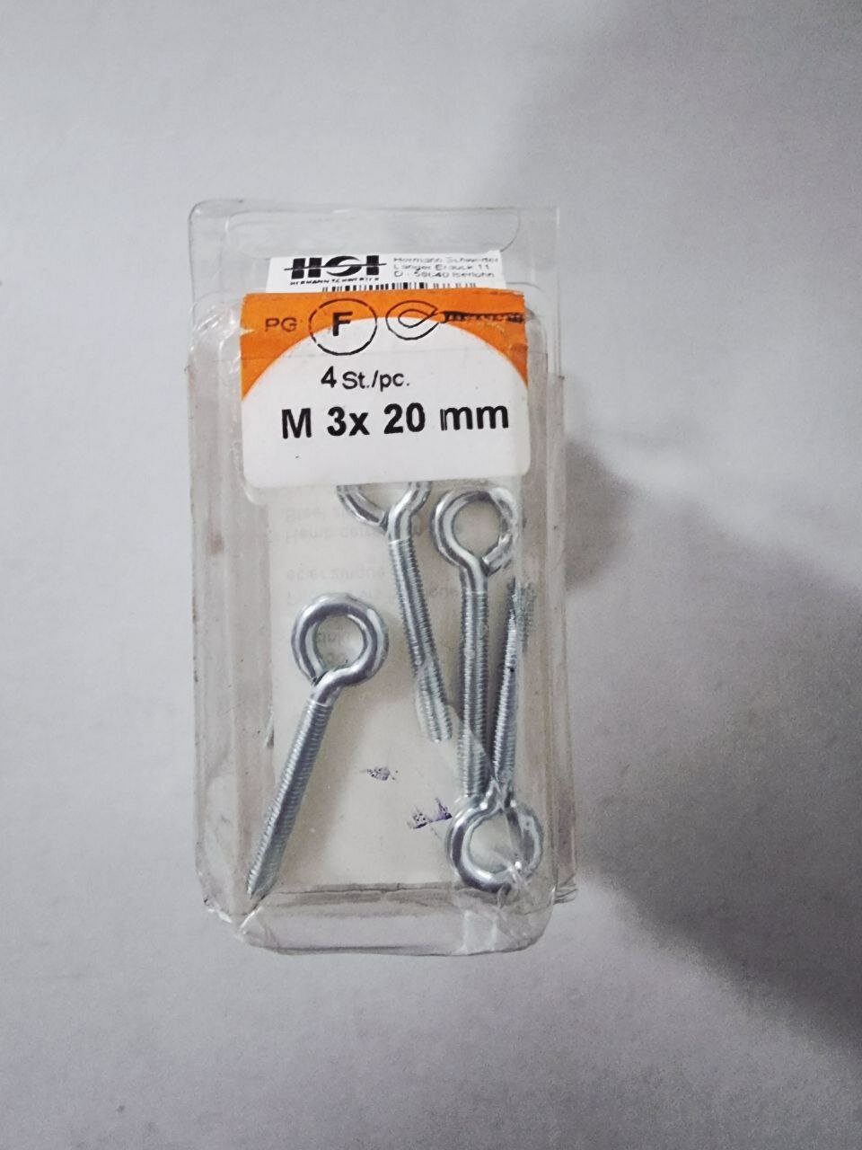 Шуруп крюк крепежный кольцо 3*20 (1уп-4 шт*6 упк) HSI, Германия