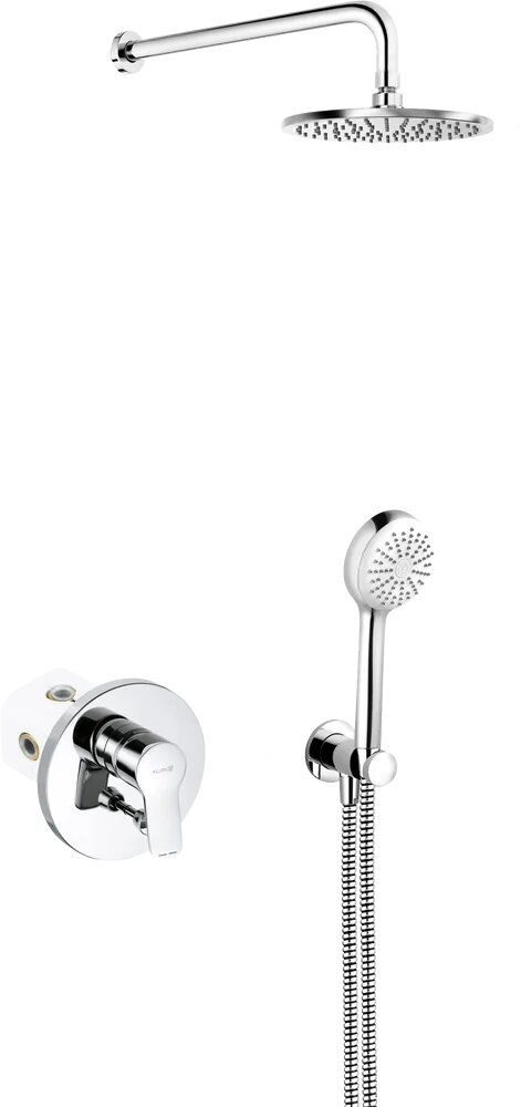 Душевой комплект Kludi Pure&Easy 376400565 4 в 1, встраиваемый, с внутренней частью в комплекте, со смесителем, с тропическим душем, латунный, хром, глянцевый, душевая система