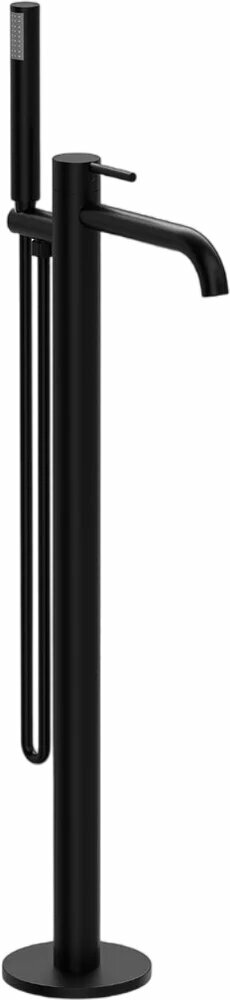 Напольный смеситель для ванны с душем Raiber Graceful RPB-010 С внутренней частью, с душевым гарнитуром, черный, матовый, латунный, с функцией экономии расхода, с керамическим картриджем