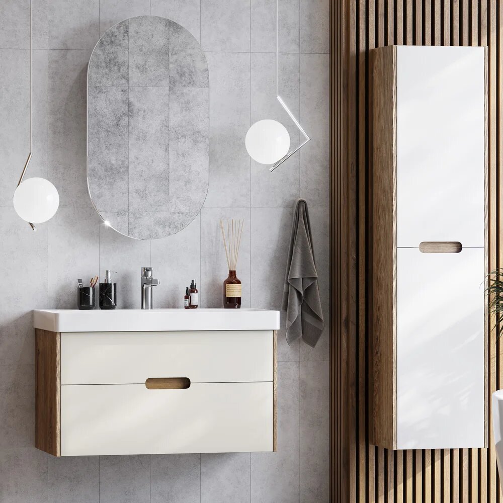 Мебель для ванной комнаты AQUATON Оливия 90 бежевый/дуб велл