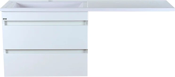 Тумба с раковиной Misty Фостер 55 подвесная, под стиральную машину, 120 см, белая, глянцевая, из МДФ, с ящиками, раковина для ванной, из искусственного камня, прямоугольная